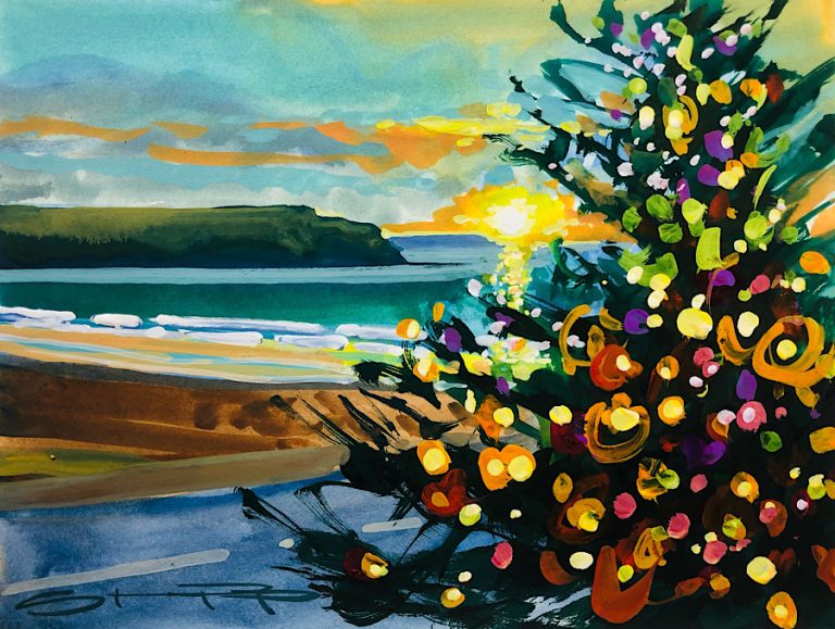 Christmas in Woolacombe Devon-Original Gouache Painting - Steven ...