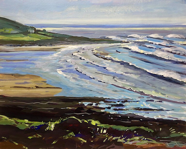 Across The Bay, Croyde,Devon-Original Gouache Painting - Steven ...